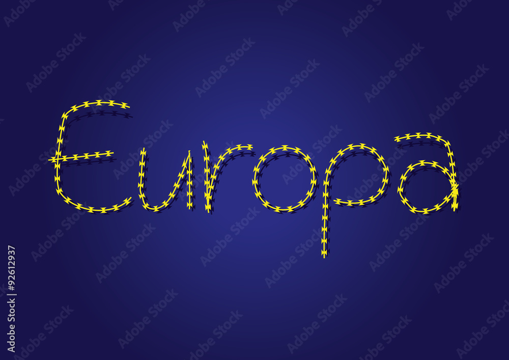 Schrift Europa aus Stacheldraht Stock-Vektorgrafik | Adobe Stock