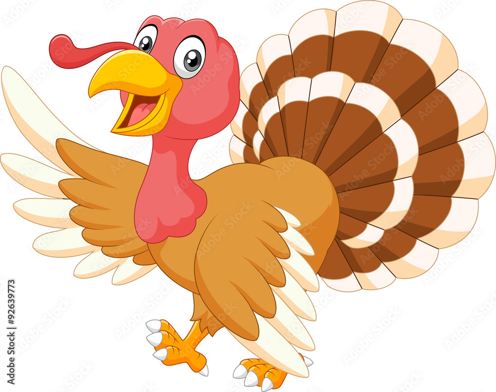 Cartoon turkey waving isolated on white background Stock Vector | Adobe ...