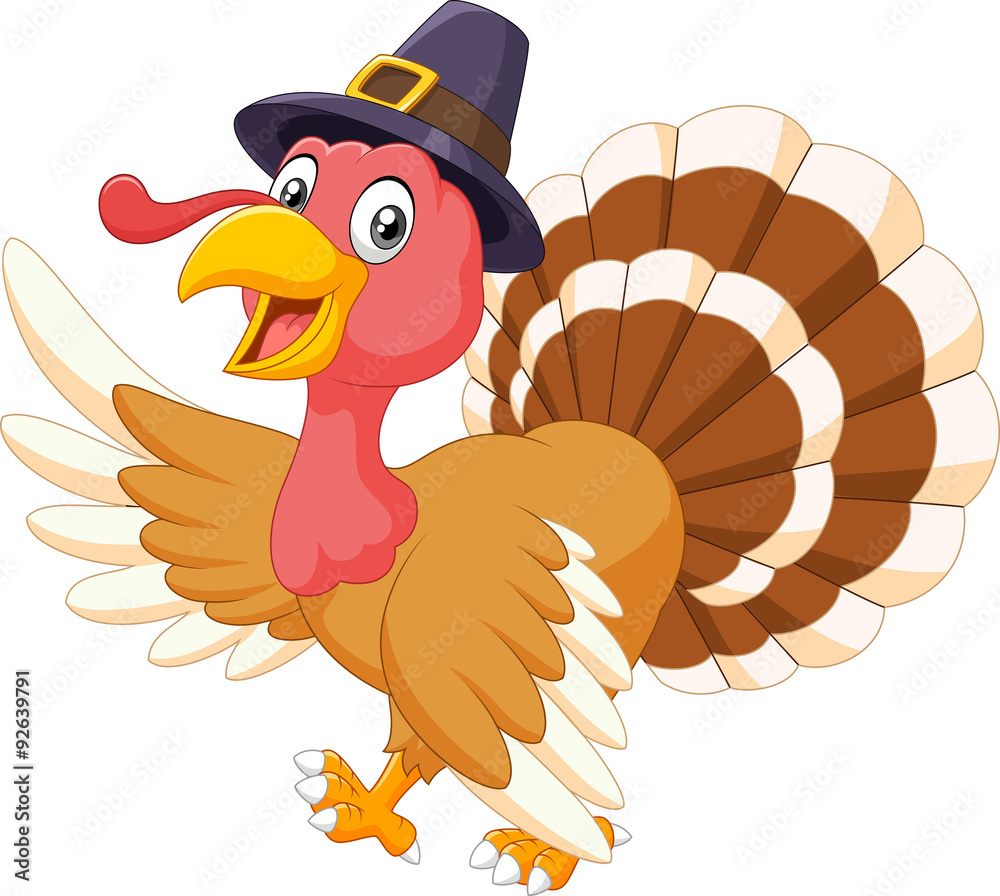 Cartoon turkey waving isolated on white background Stock Vector | Adobe ...
