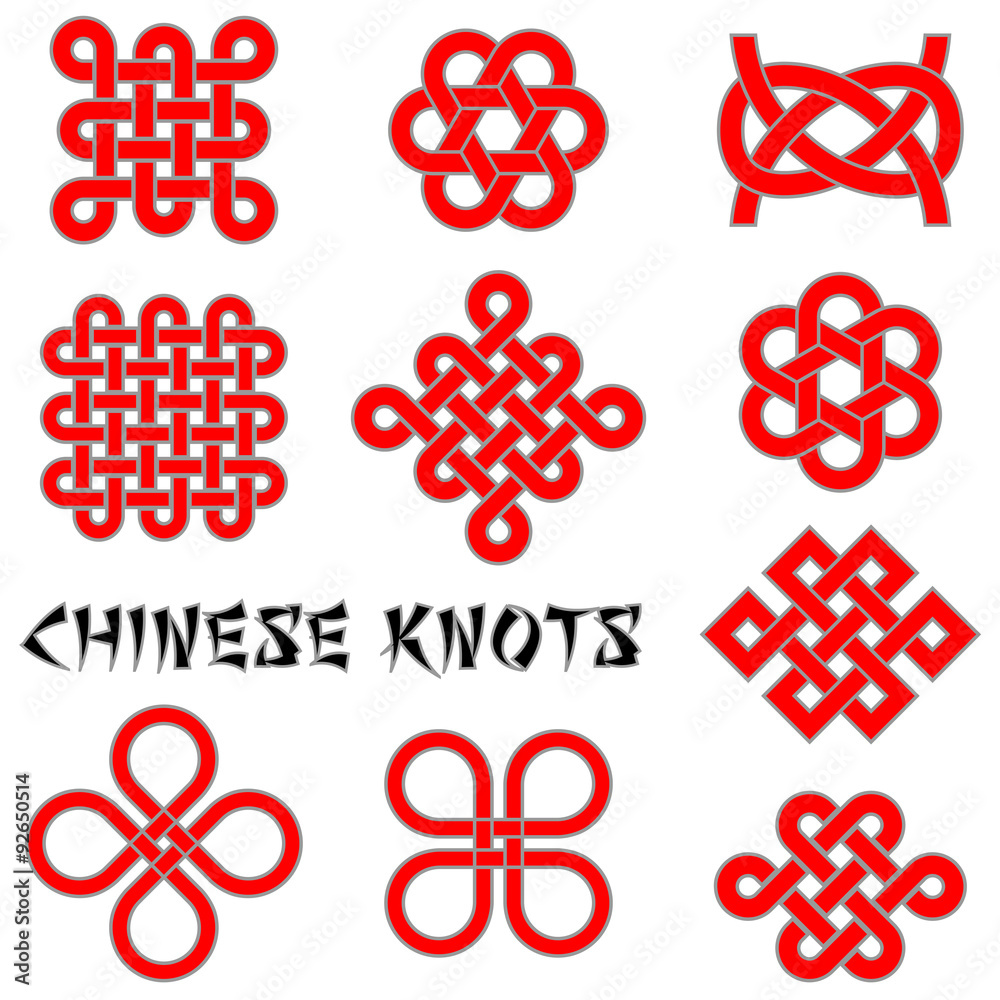Chinese knots (Clover Leaf, Flower Knot, Endless Knot, etc.) collection ...
