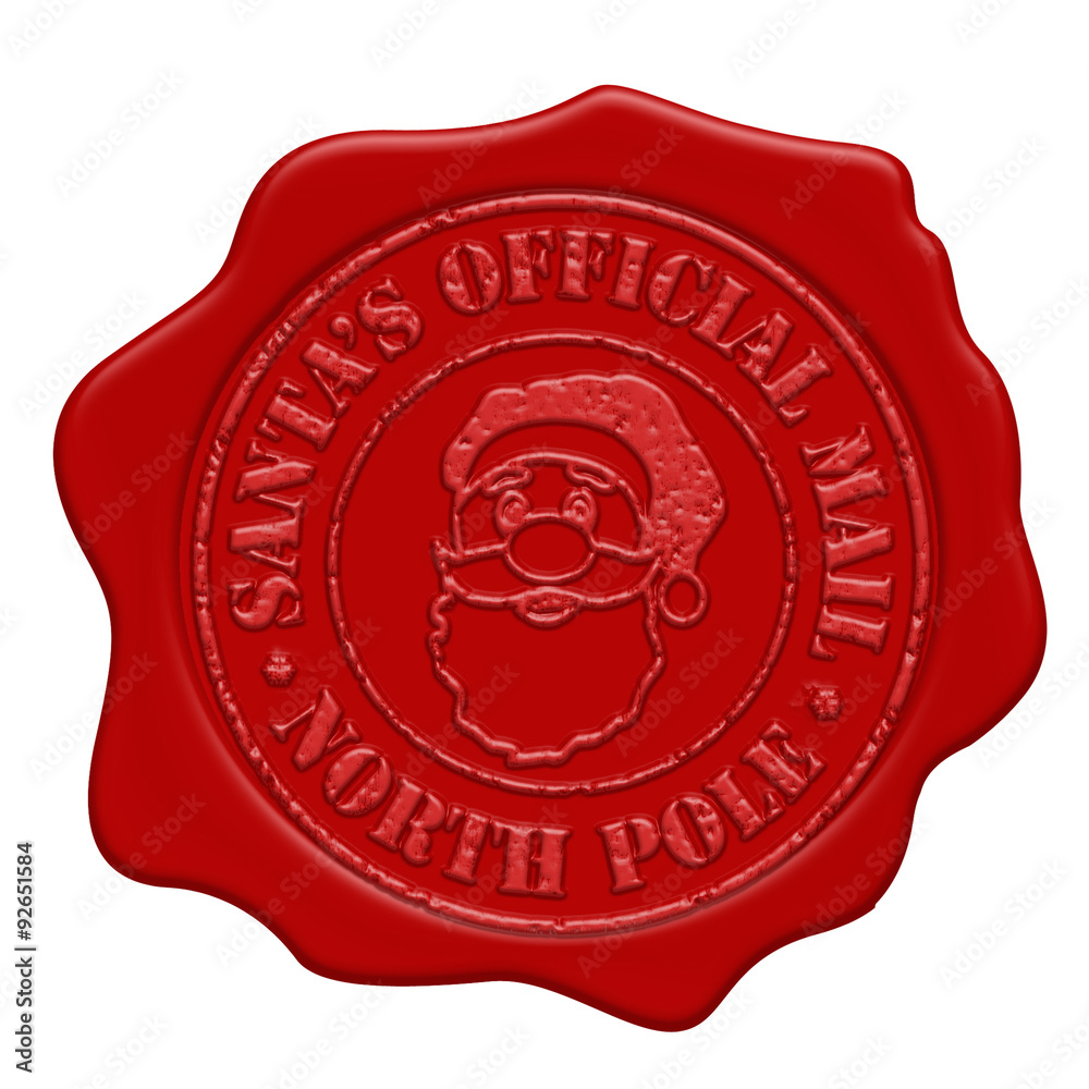Santa's official mail red wax seal isolated on white background, vector ...