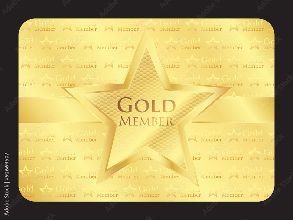 Gold member club card with big star Stock Vector | Adobe Stock