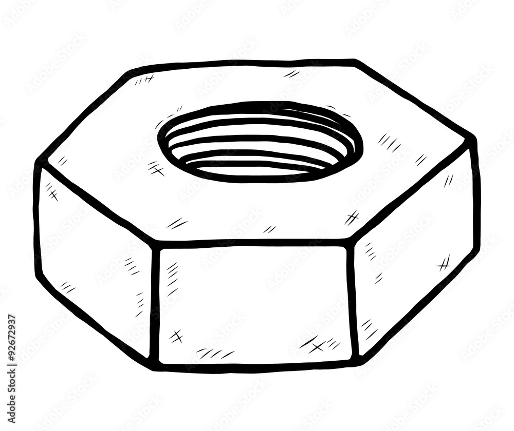 industrial nuts / cartoon vector and illustration, black and white ...
