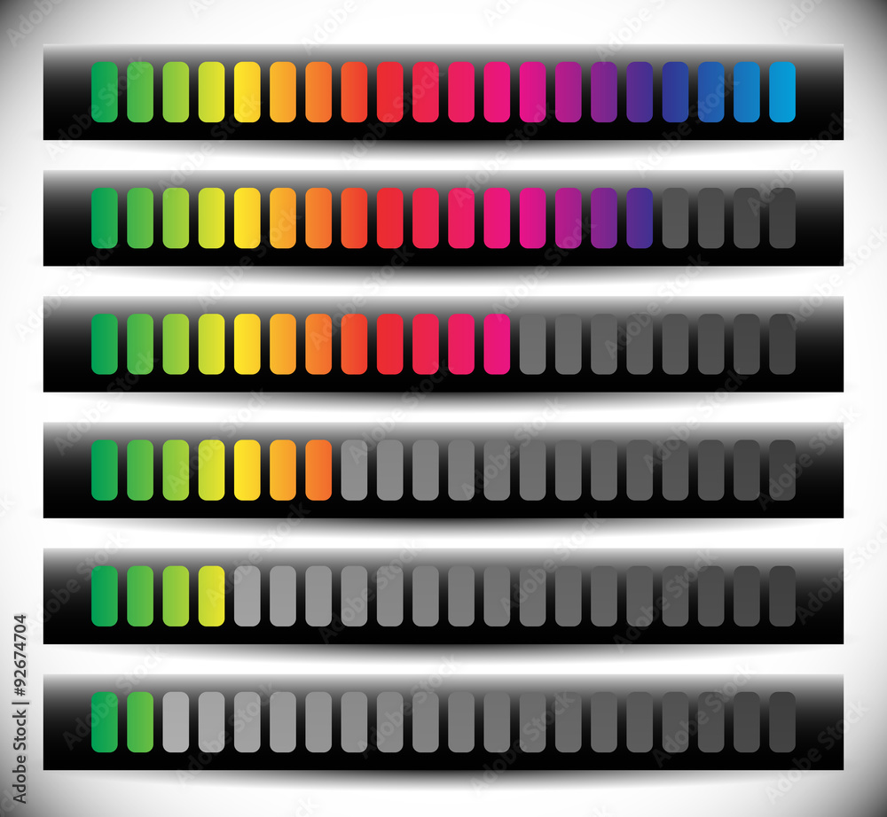 Color coded progress, level indicator with units. Stock Vector | Adobe ... Color coded progress, level indicator with units. Stock Vector | Adobe ...