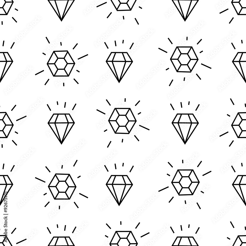 Black and white style diamonds background. Geometric seamless pattern ...