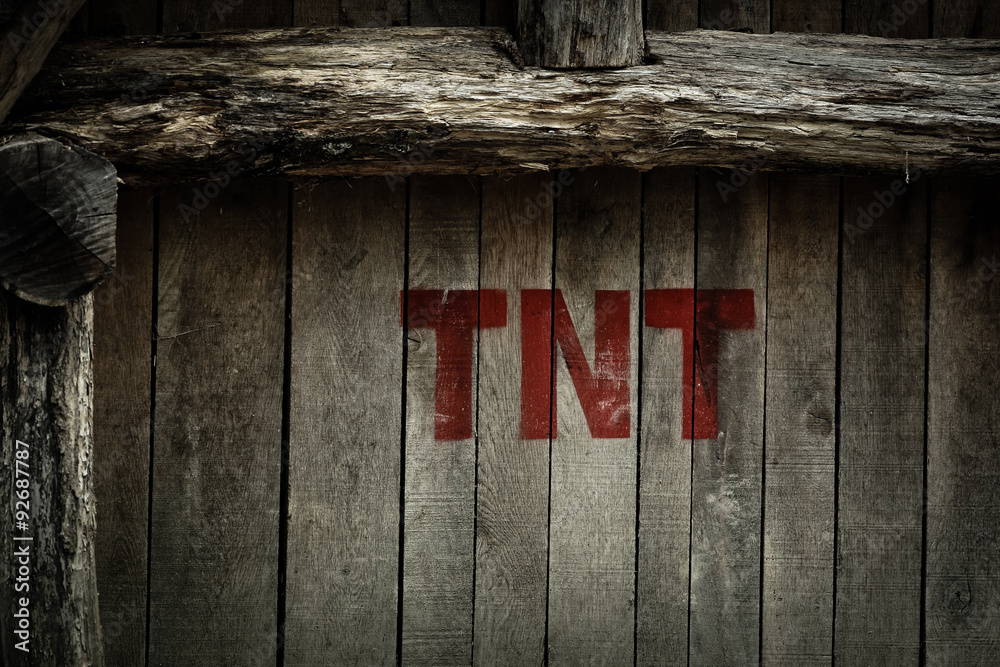 tnt dynamite explosif planche bois cabane cowboy Stock Photo | Adobe Stock
