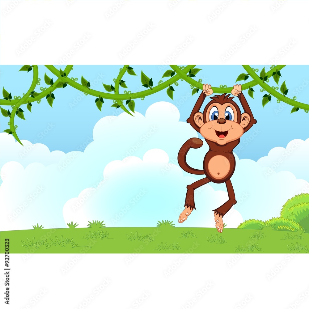 Cartoon Monkeys Swinging