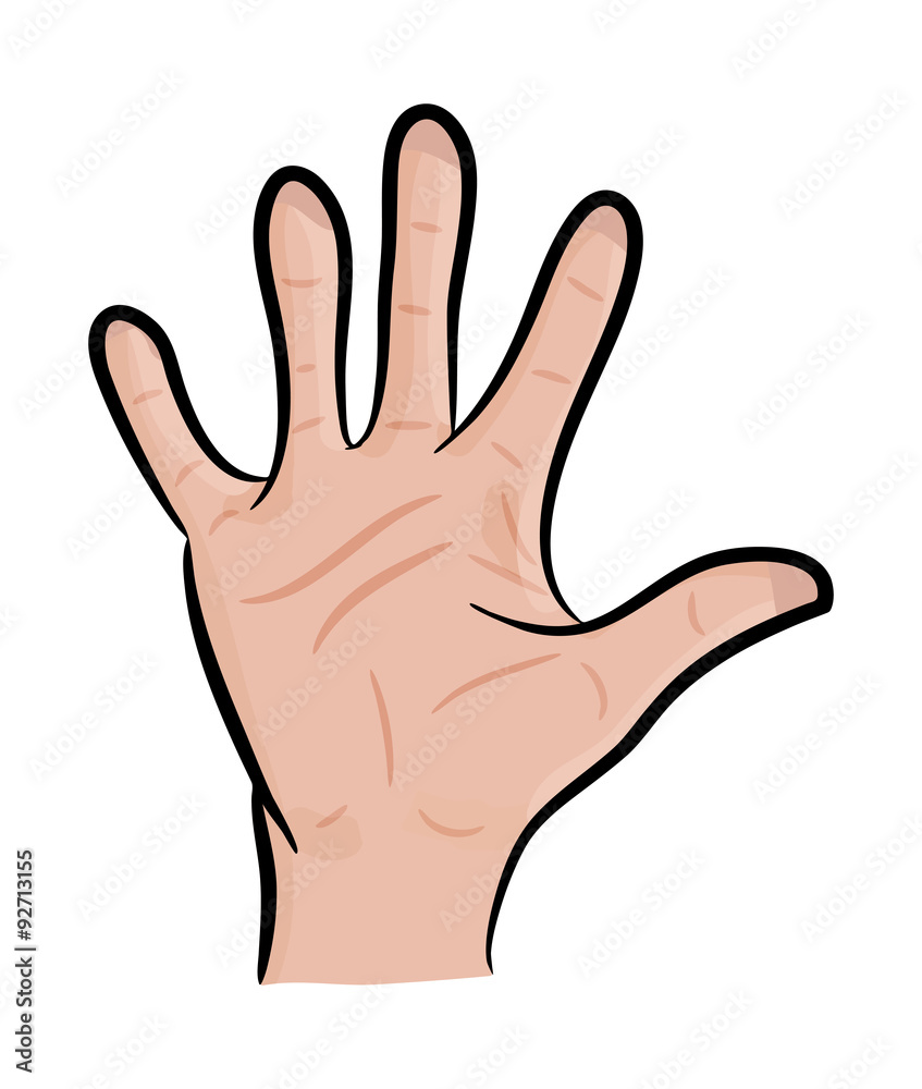 Image of cartoon human hand, gesture open palm, waving, . Vector ...