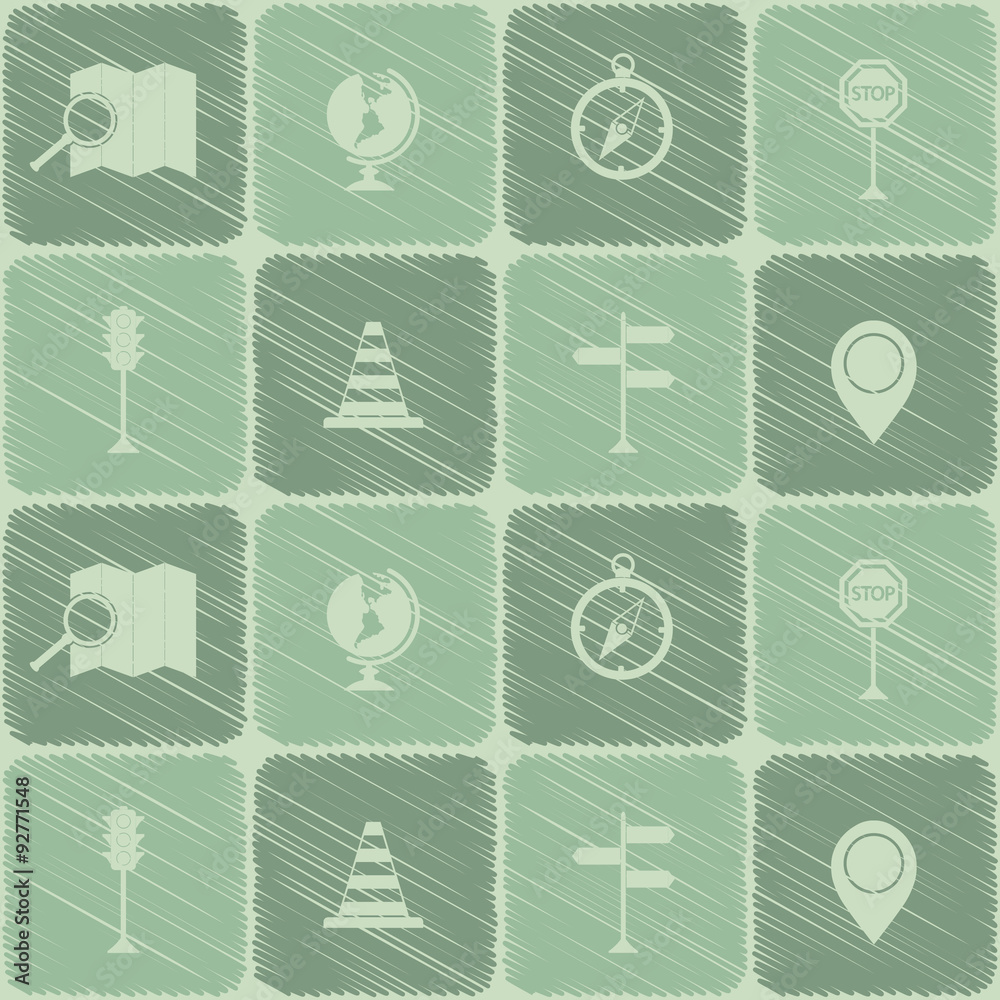 Seamless background with map and location sign for your design Stock ...