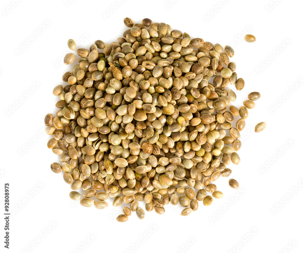 hemp seeds isolated on white Stock-Foto | Adobe Stock