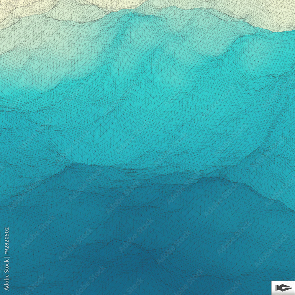 Water Surface. Wavy Grid Background. Mosaic. Stock Vector | Adobe Stock