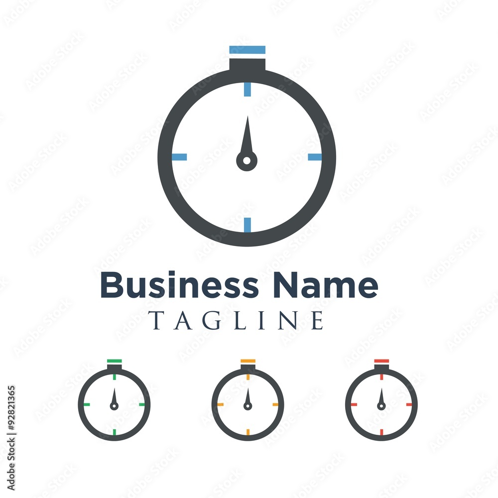 Time Clock vector logo icon Stock Vector | Adobe Stock