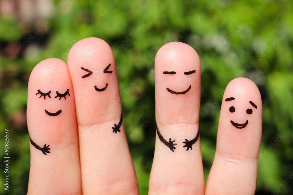 Finger art of friends. The concept of a group of people laughing. Stock ...