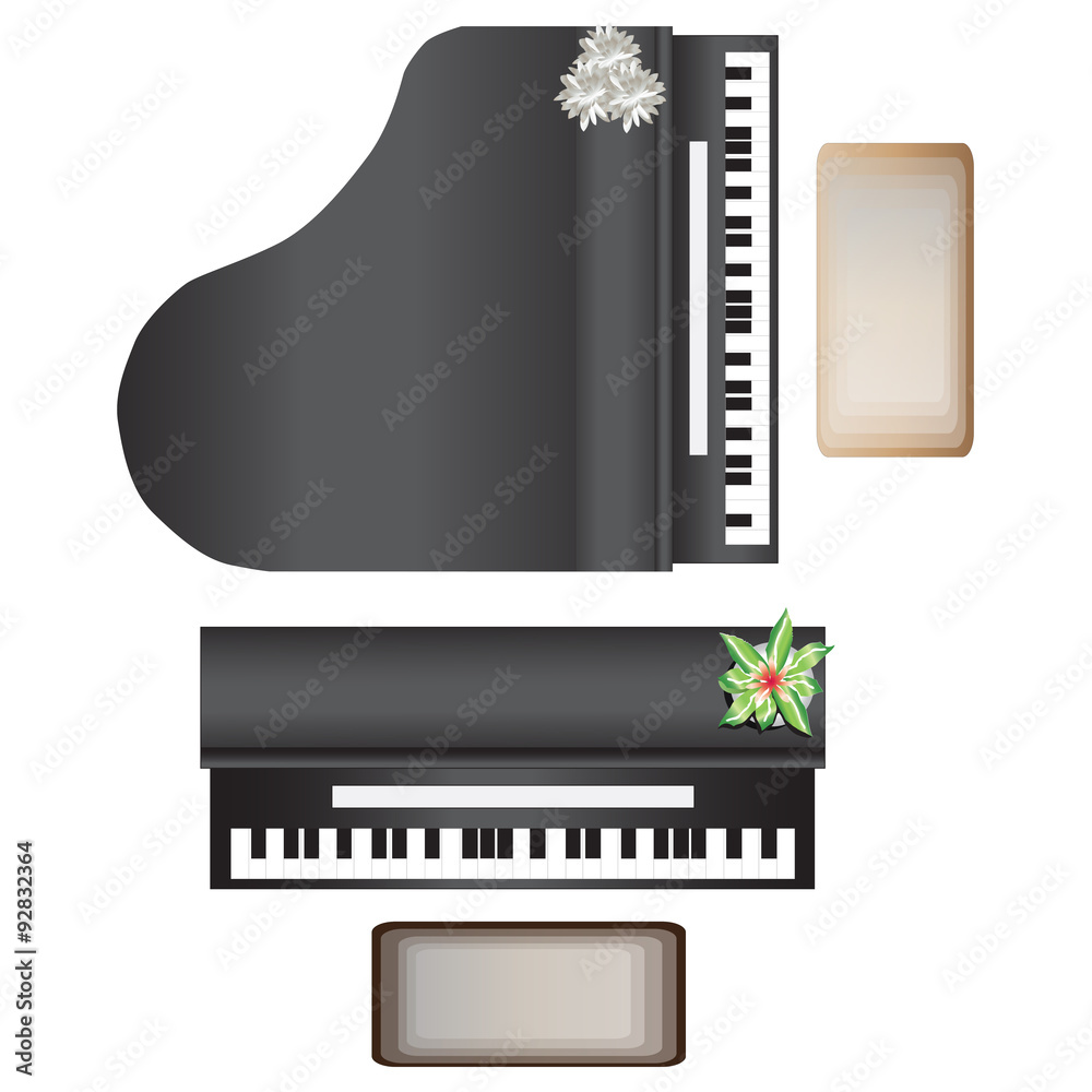Piano top view for interior, vector illustration Stock Vector | Adobe Stock