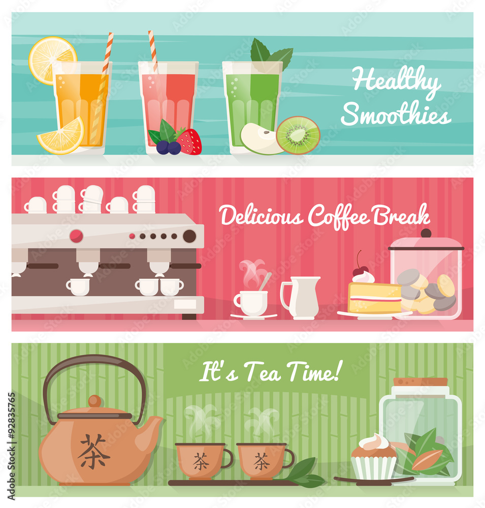 Drinks banner set Stock Vector | Adobe Stock
