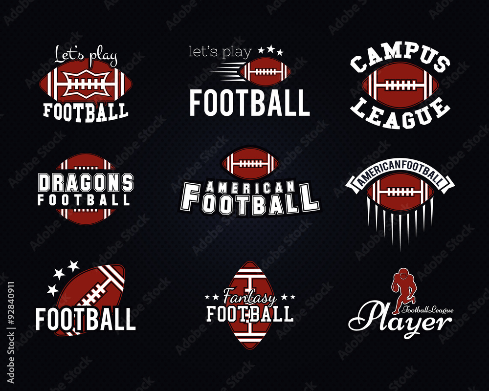 American football team, college badges, logos, labels, insignias Stock ...