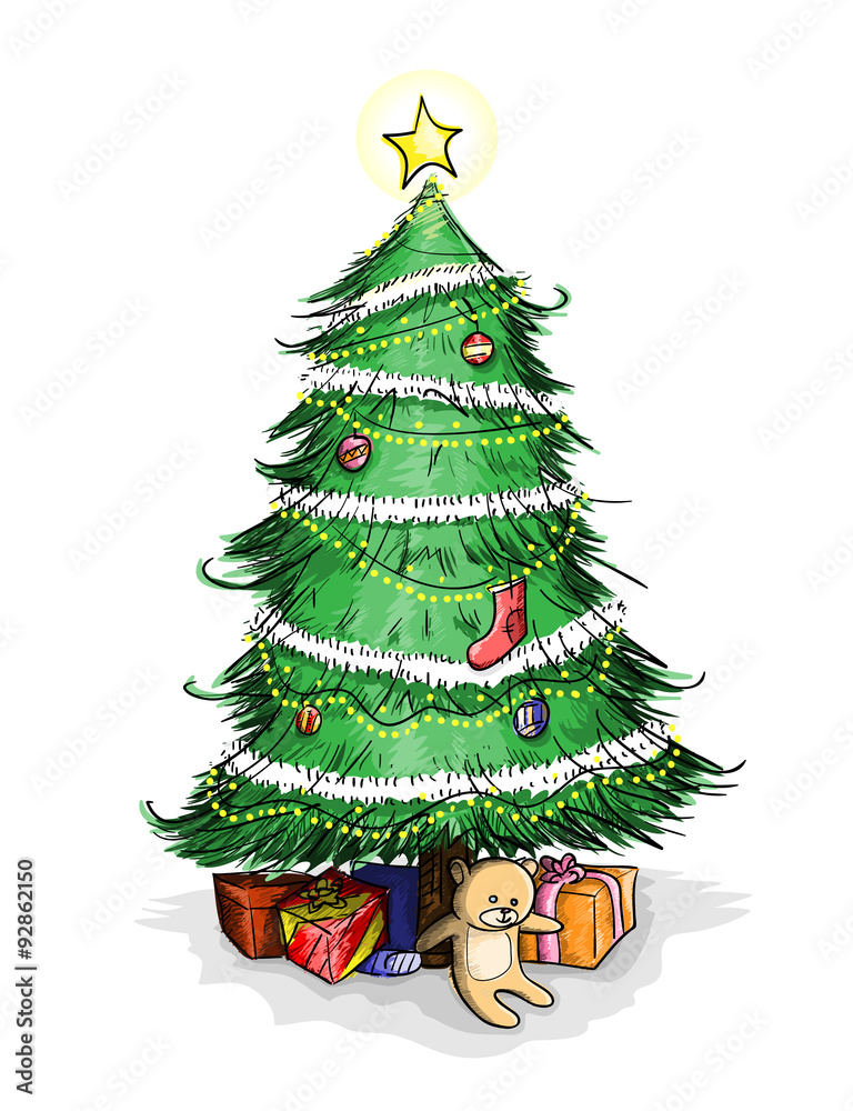 Presents Under Tree Vector