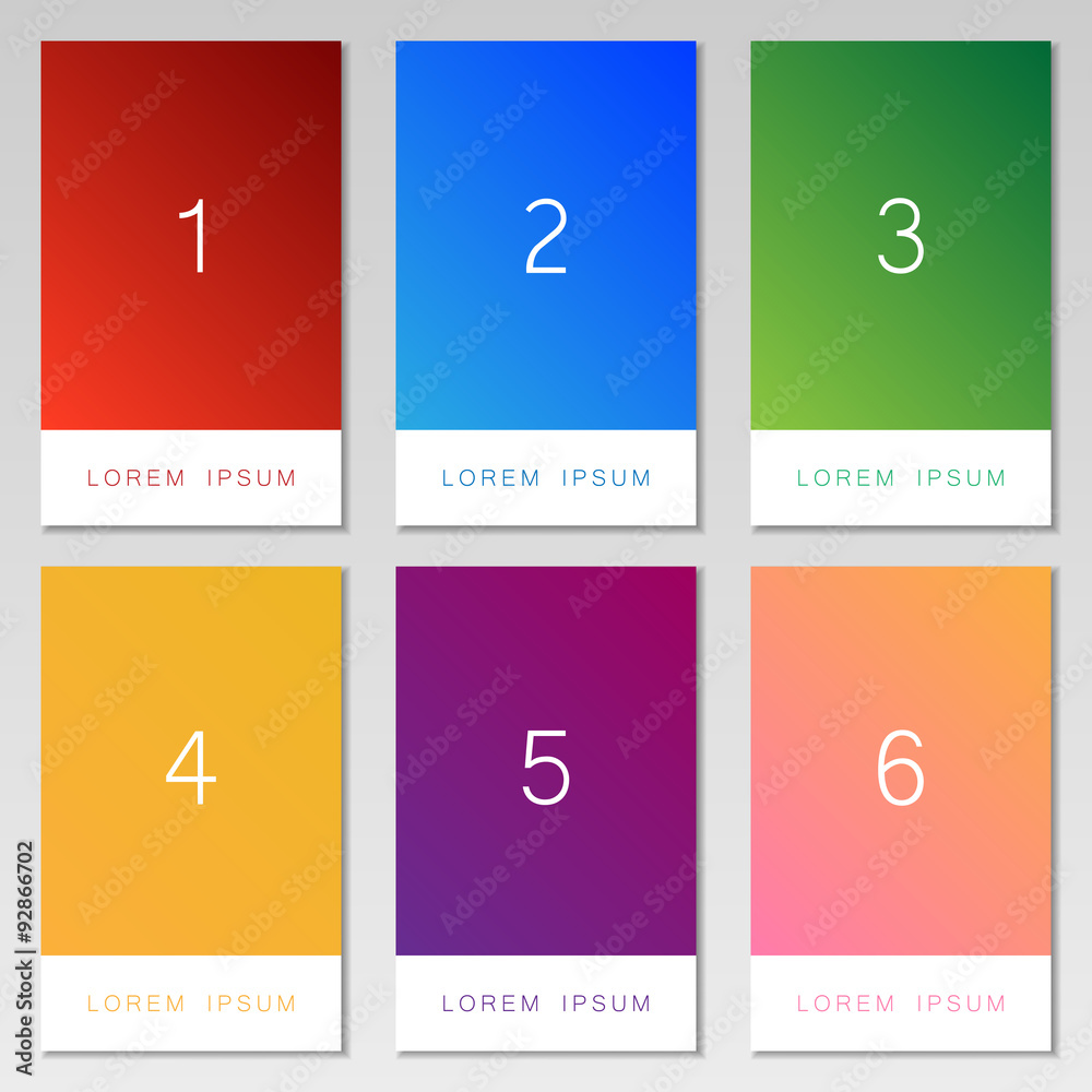 Card set with blank colorful background in red, blue, green, yellow ...