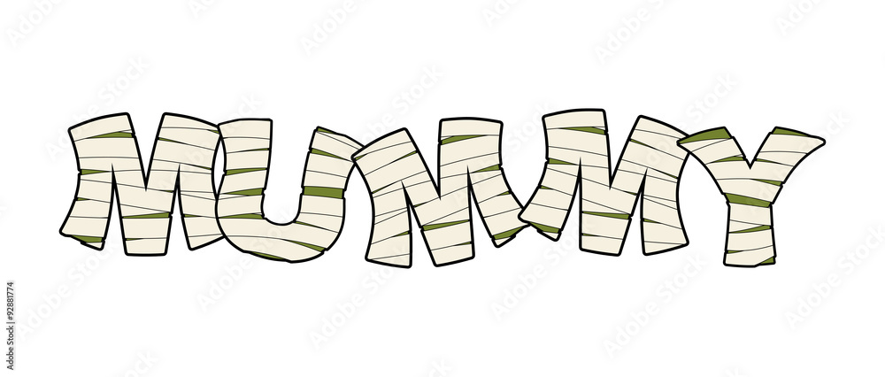 Mummy. Text in bandages. Egyptian Monster. Ancient embalming let Stock ...
