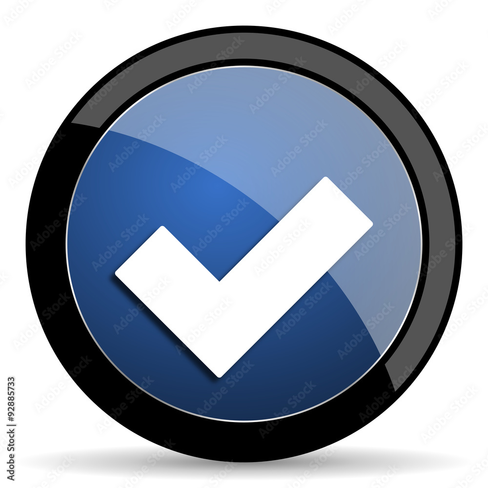 accept blue circle glossy web icon on white background, round button ...