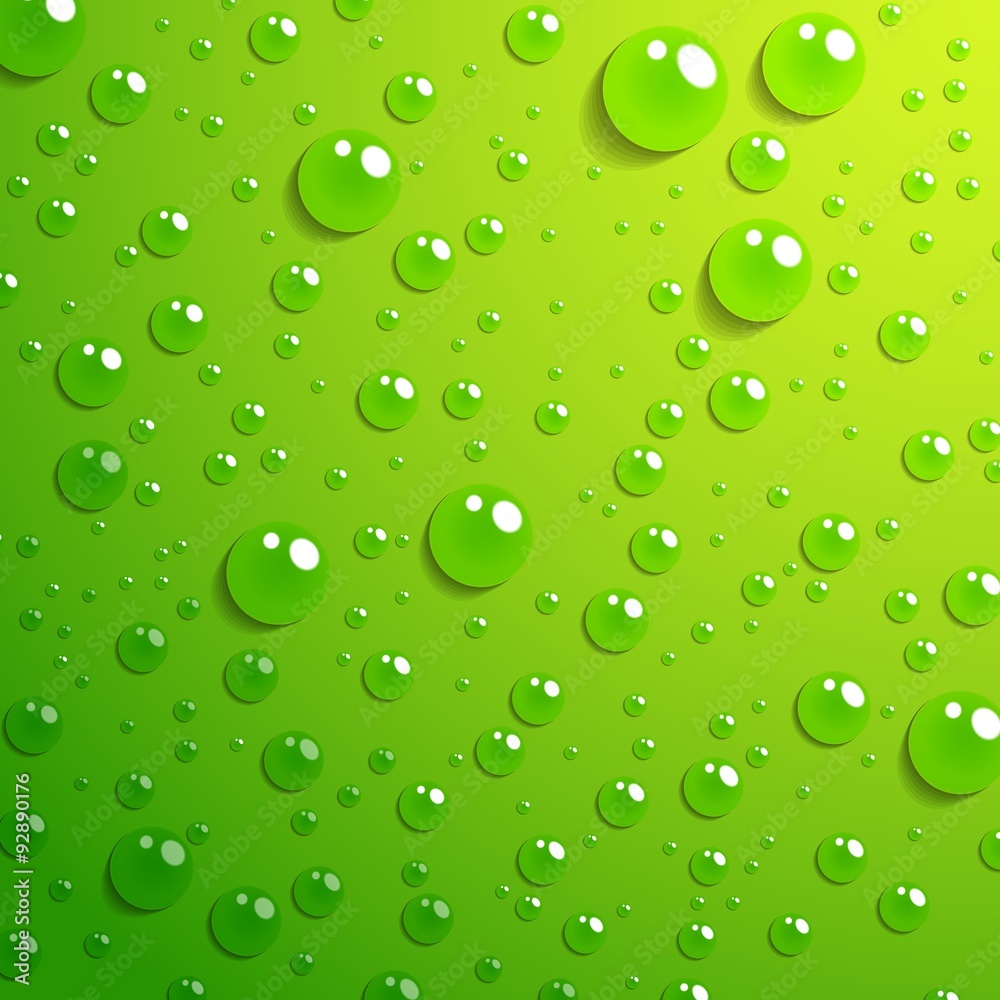 Water drop on green background Stock Vector | Adobe Stock