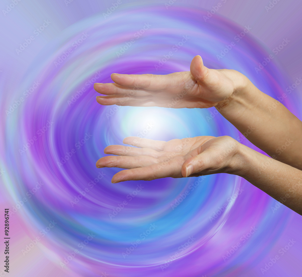 Vortex Healing Energy - Parallel female hands with ball of white light ...