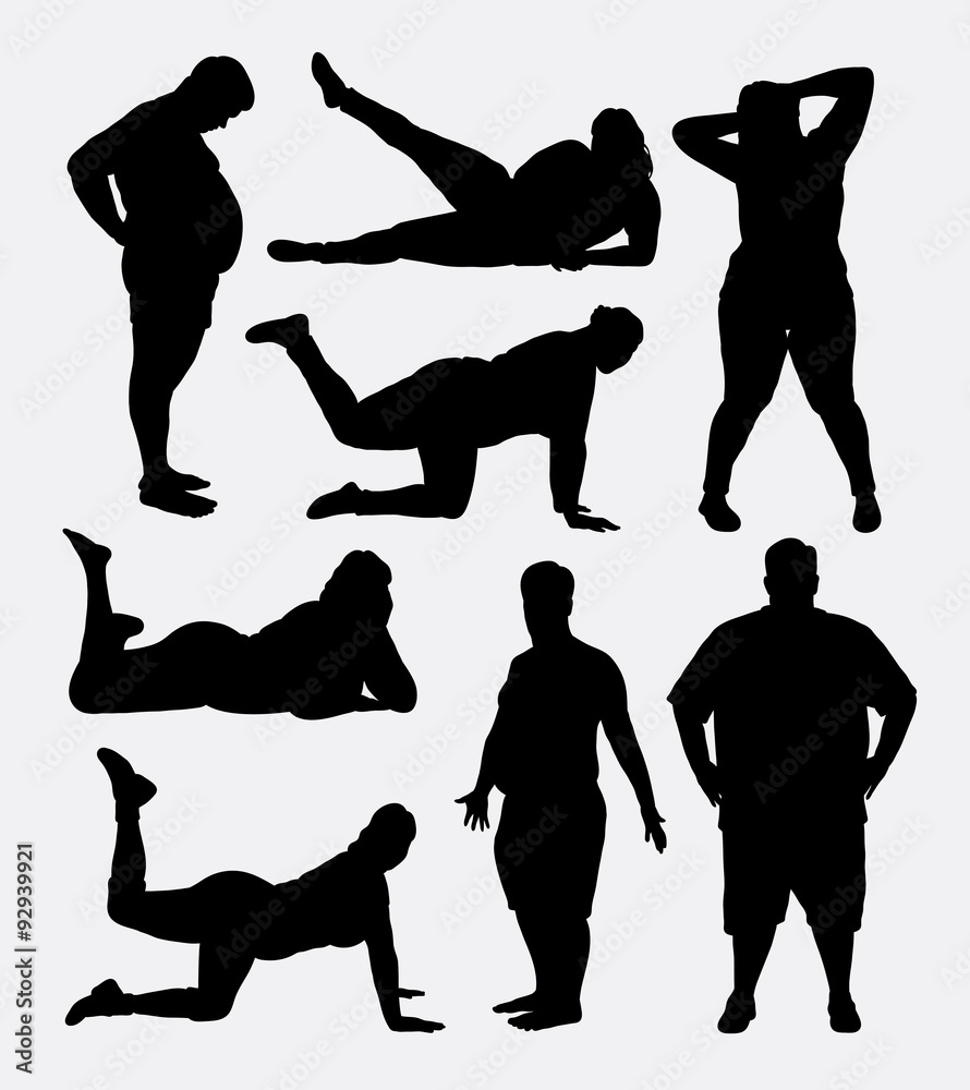 Fat people silhouettes. Good use for symbol, logo, web icon, mascot, or ...