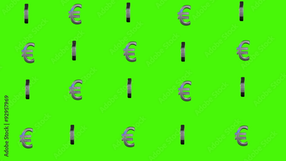 3d euro group signs fly and spinning loop green screen Stock Video ...