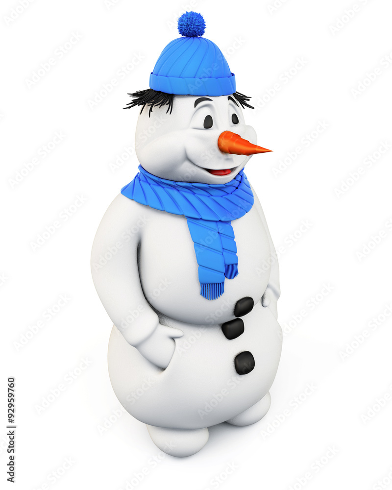 Snowman on a white background.3d. Stock Illustration | Adobe Stock
