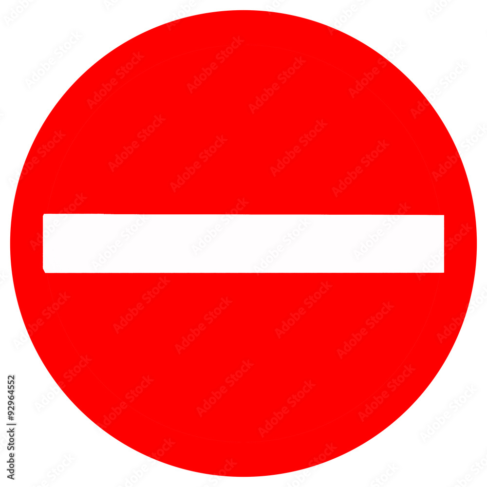 Round prohibitory traffic sign: No entry, isolated on white background ...