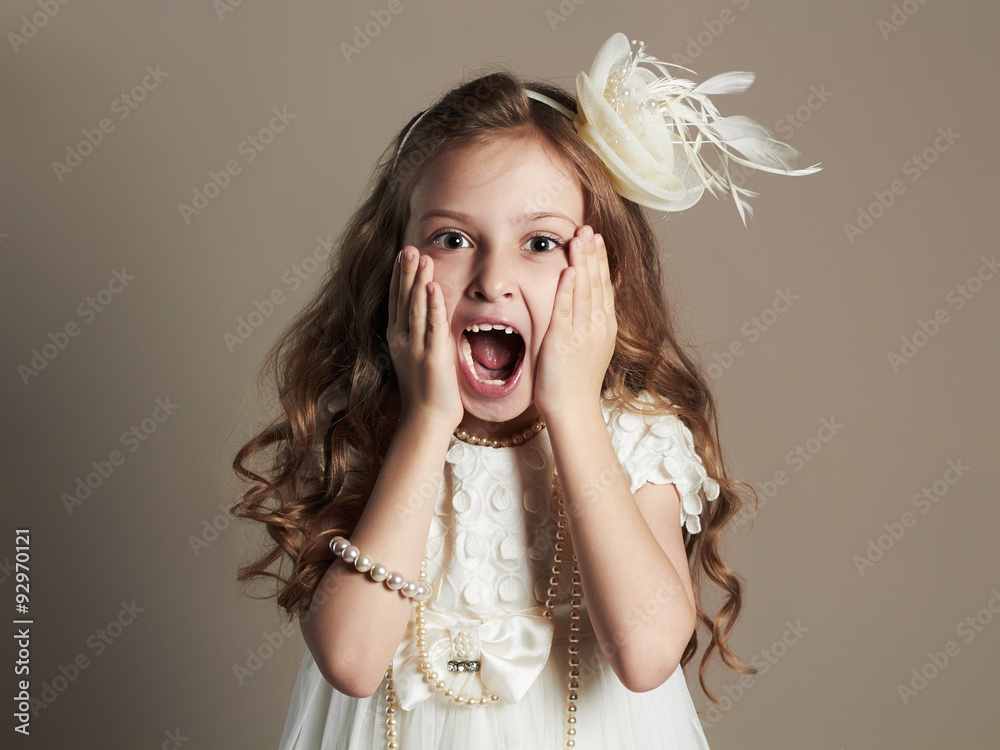 funny little girl in princess dress.screaming child Stock Photo | Adobe ...