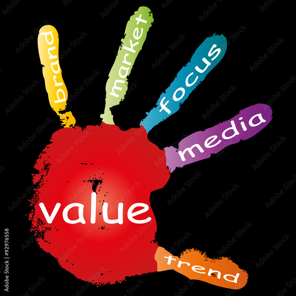 Conceptual children painted hand print word cloud Stock Illustration ...