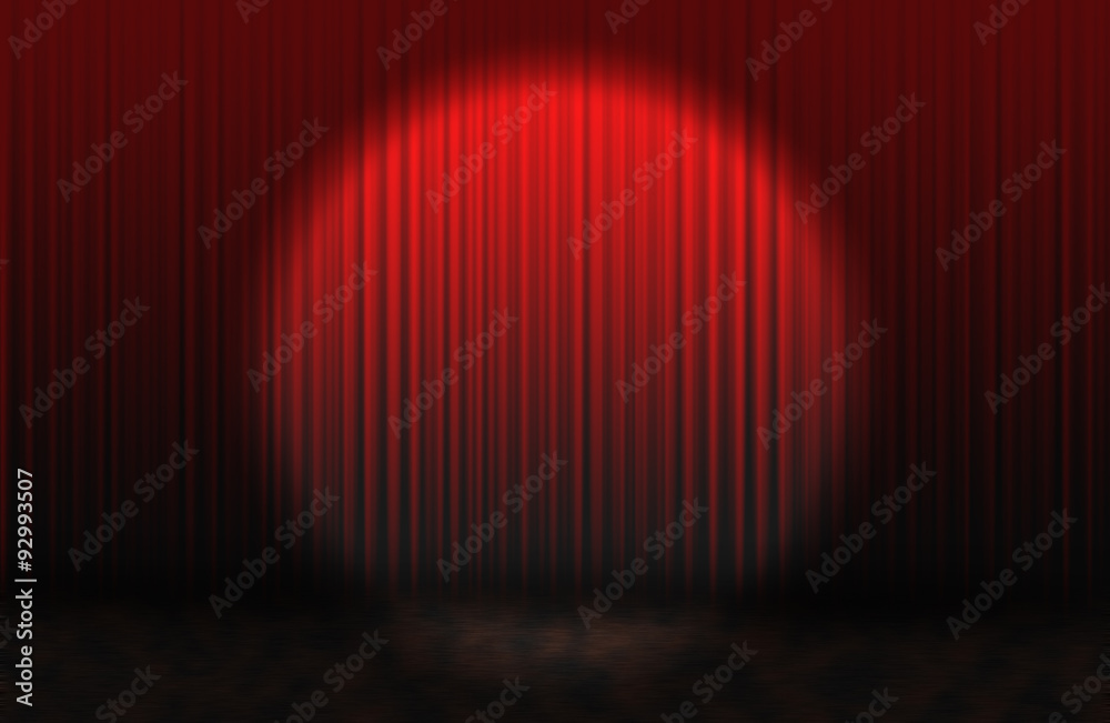 Red rising curtain with spotlight Stock Illustration | Adobe Stock