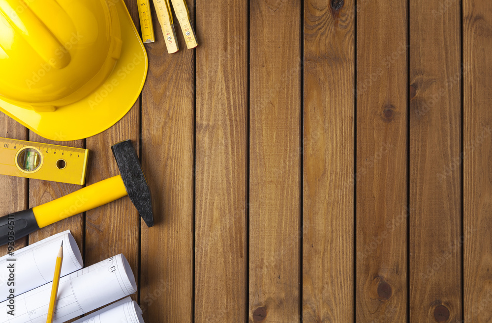 Blueprints and Construction tools Stock Photo | Adobe Stock