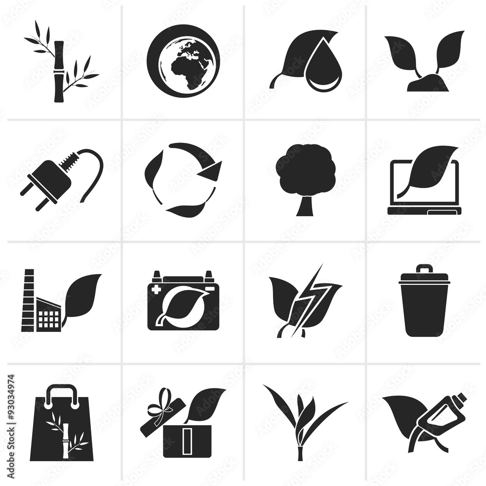 Black Environment and Conservation icons - vector icon set Stock Vector ...