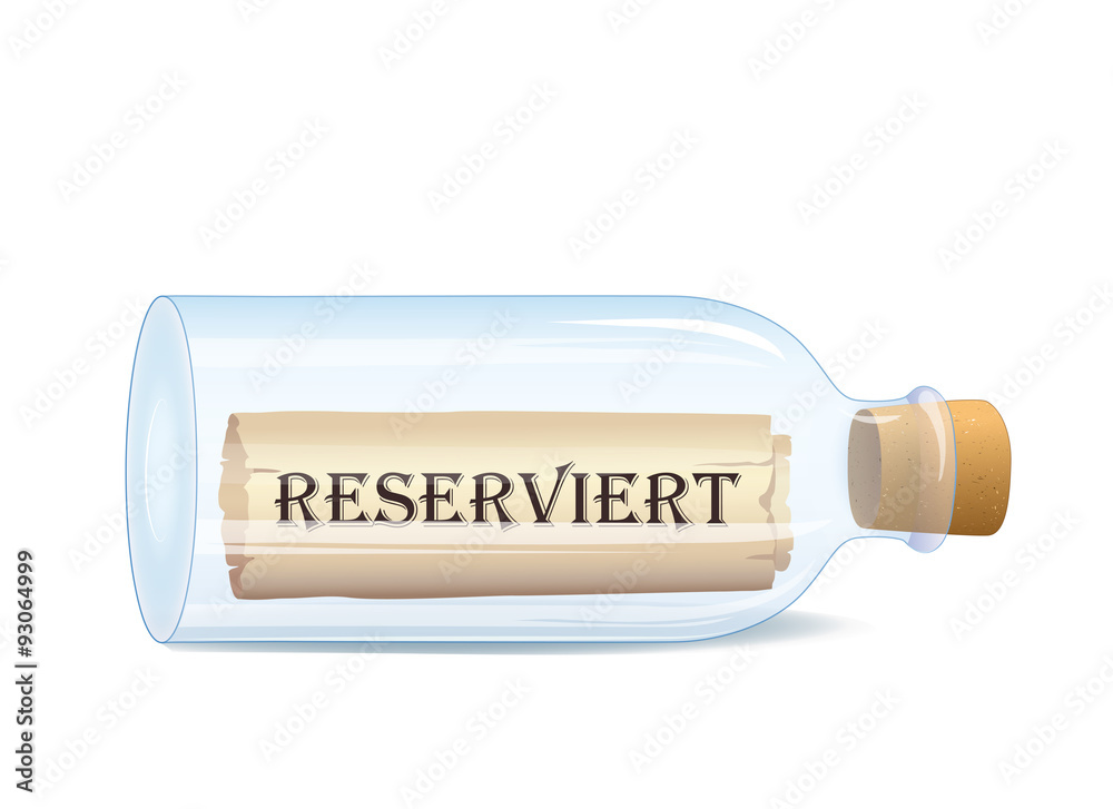 Bottle with Reserviert message Vector illustration isolated on white ...