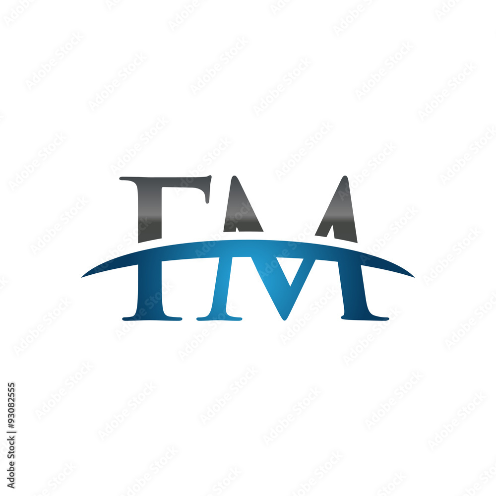 FM initial company swoosh logo blue Stock Vector | Adobe Stock