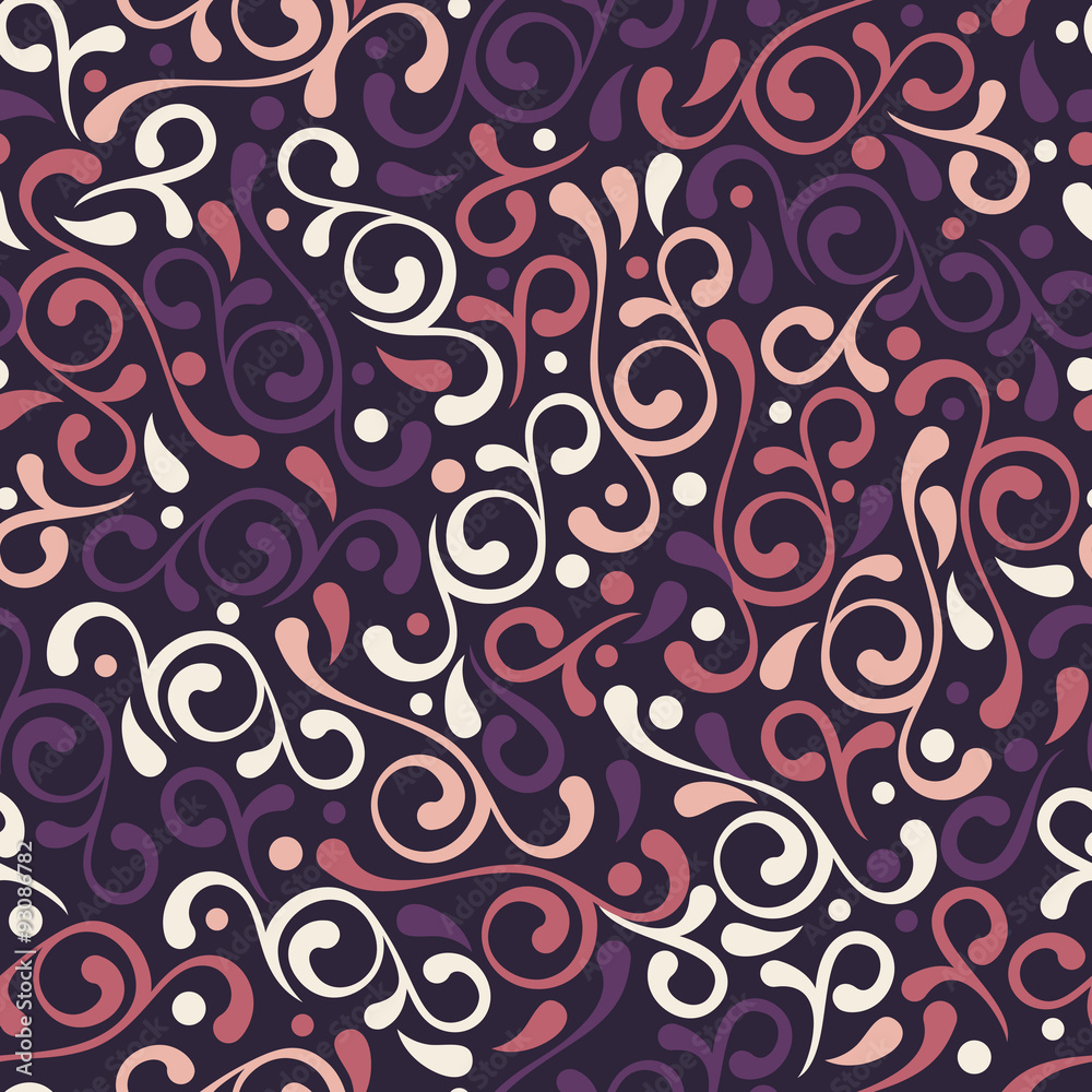 Vector seamless purple flourish pattern. Stock Vector | Adobe Stock