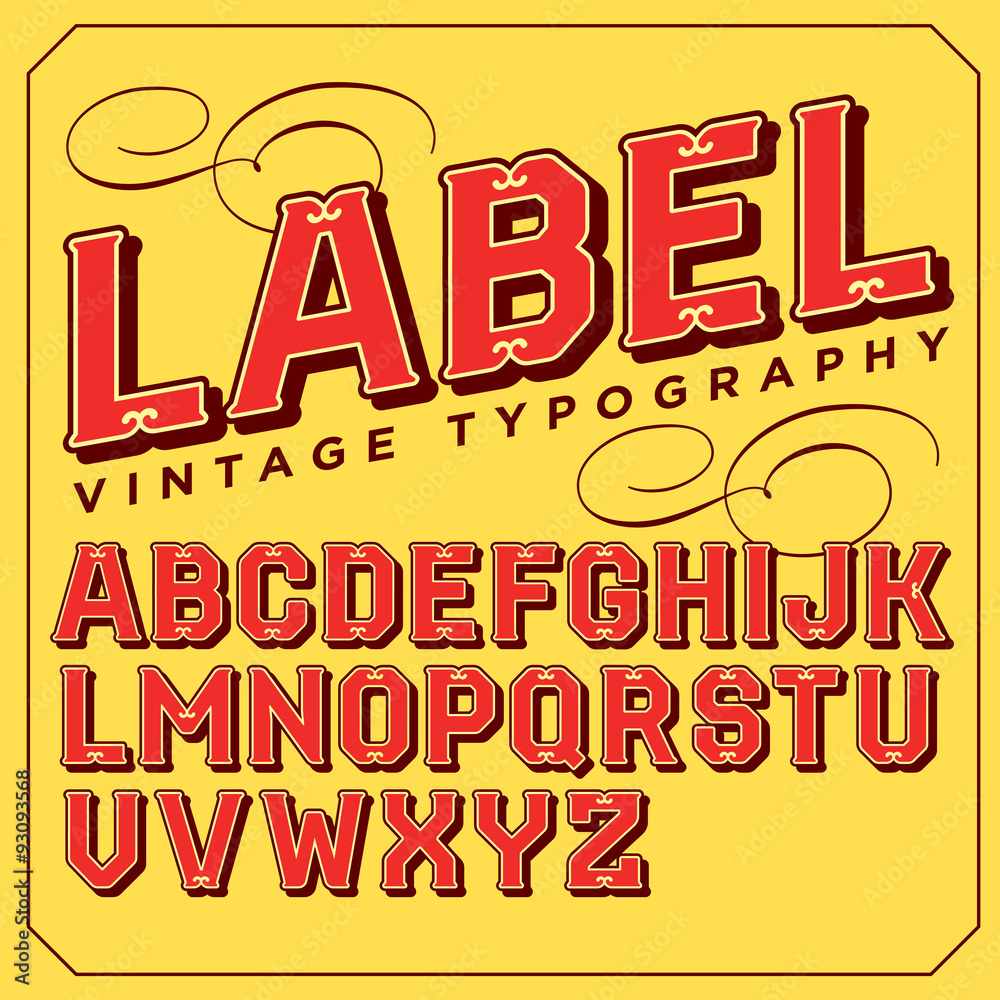 Vintage decorative font. Retro type. Stylish retro Victorian typeface ...