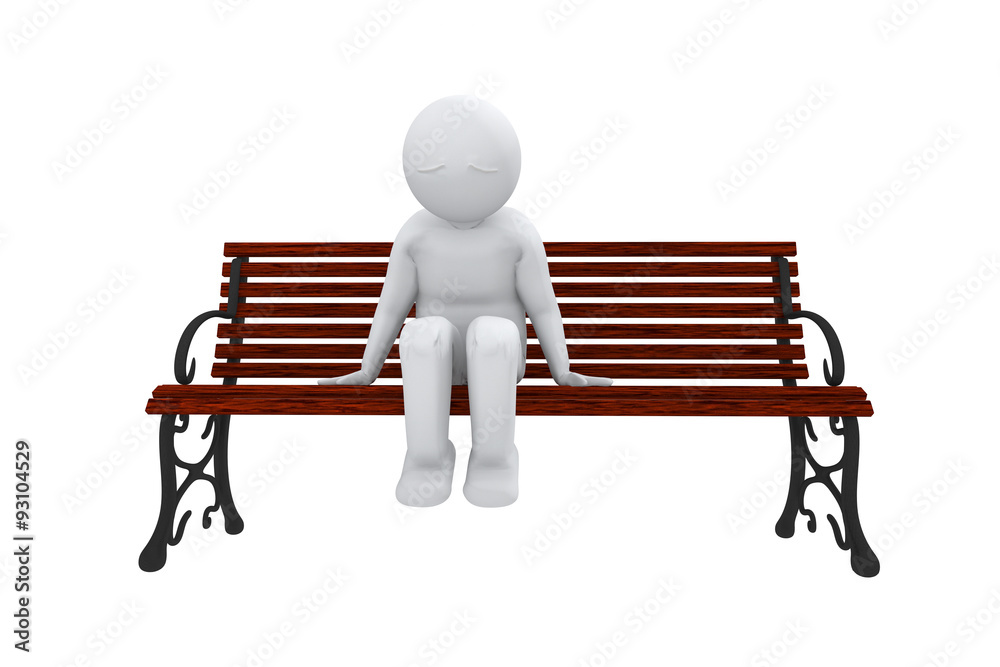 3d man sits on a bench Stock Illustration | Adobe Stock