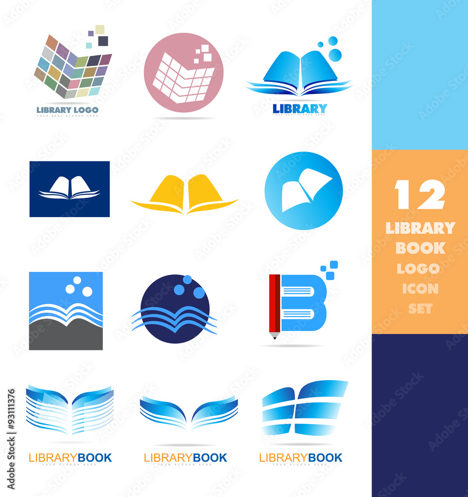 Library book logo icon set Stock Vector | Adobe Stock