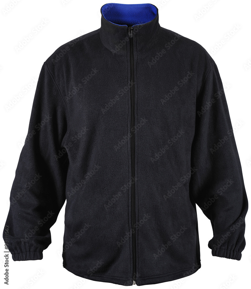 black male fleece jacket with blue lining isolated on white Stock Photo ...