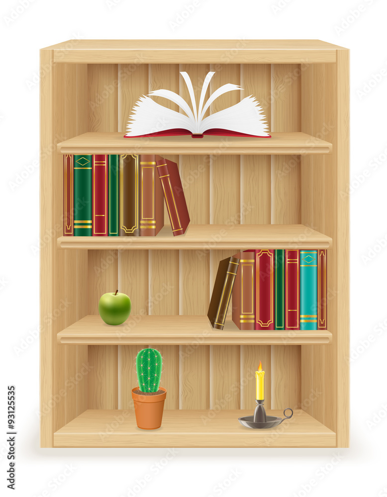 bookshelf furniture made of wood vector illustration vector de Stock ...