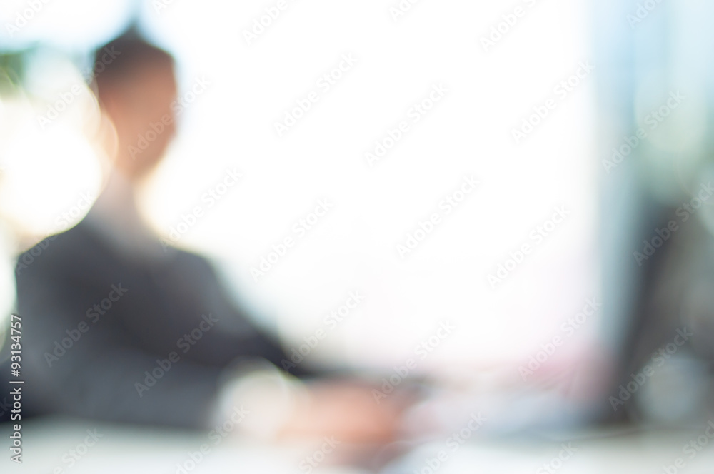blurred office background , office worker on the computer Stock Photo ...