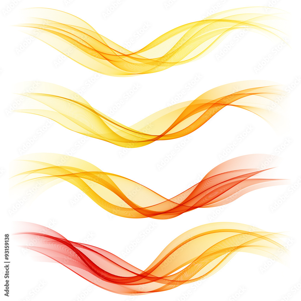 Set of abstract orange waves. Vector illustration Stock Vector | Adobe ...