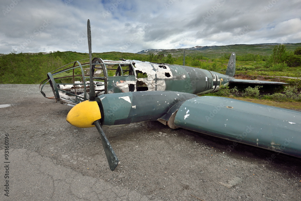 Grotli village in Skjak, Norway, shot down a German fighter plane from ...
