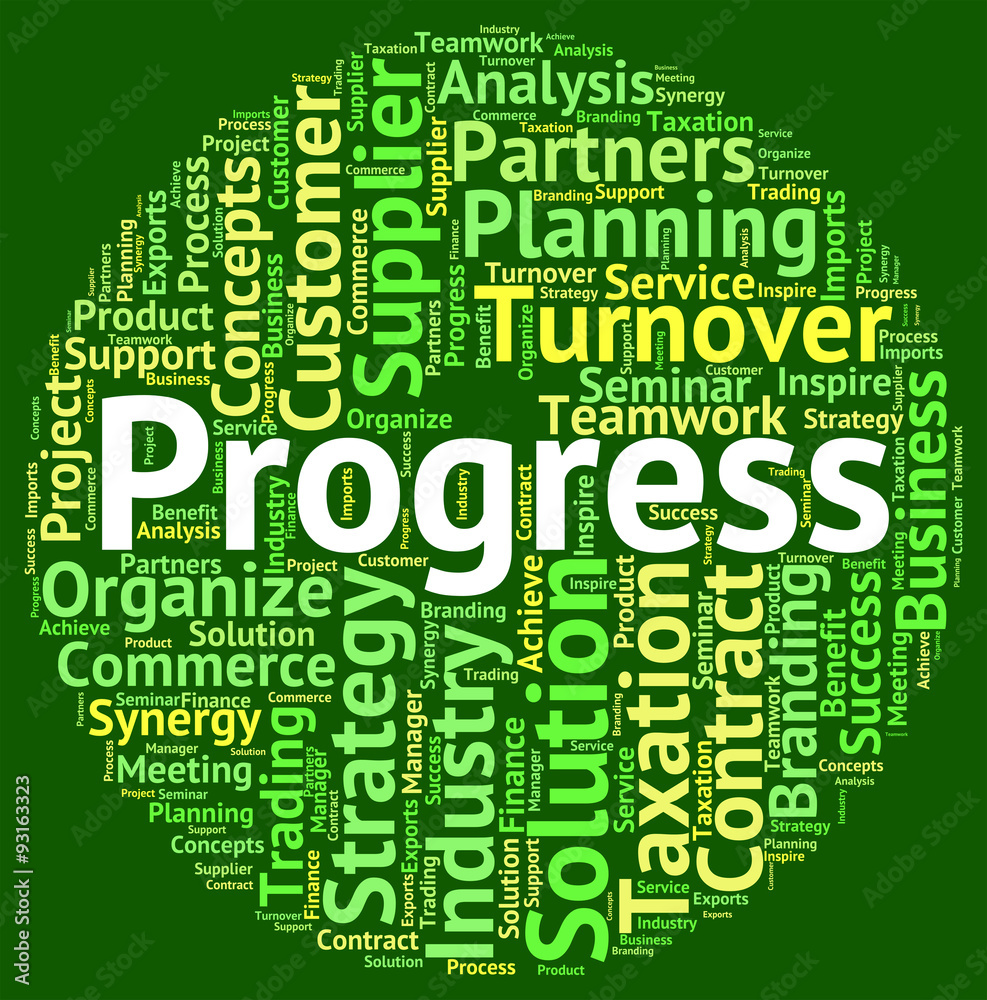 Progress Word Represents Breakthrough Headway And Betterment Stock ...