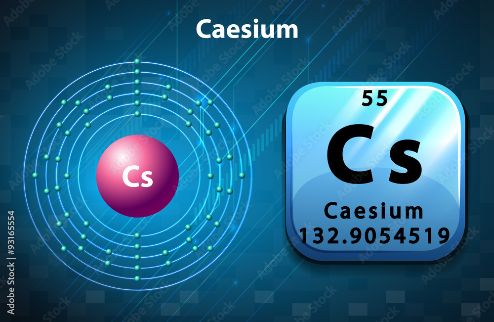 Symbol and electron diagram for Caesium Stock Vector | Adobe Stock