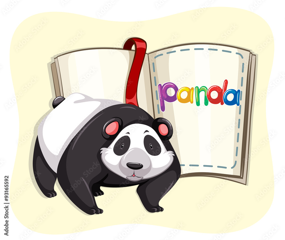 Cute panda and a book Stock Vector | Adobe Stock