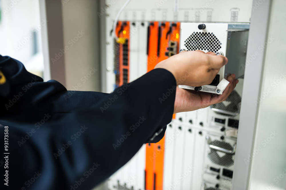 Fix network switch in data center room Stock Photo | Adobe Stock